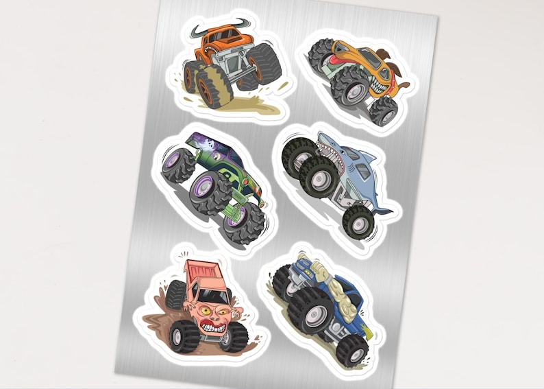 Monster Trucks Sticker Sheet, Monster Jam Stickers, Birthday Party ...