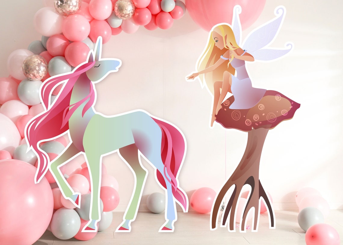 PRINTABLE Large Enchanted Forest Cutouts, Unicorn, Fairy Birthday Party ...