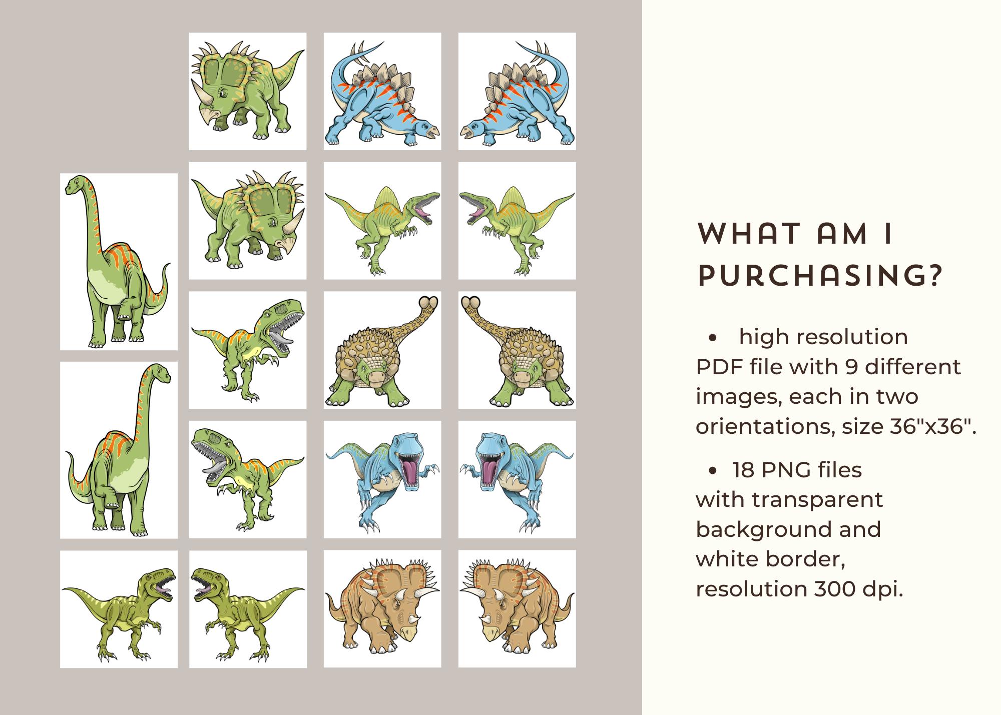 Printable Set of 9 Large Dinosaurs Cutouts, Standee, Birthday Party ...