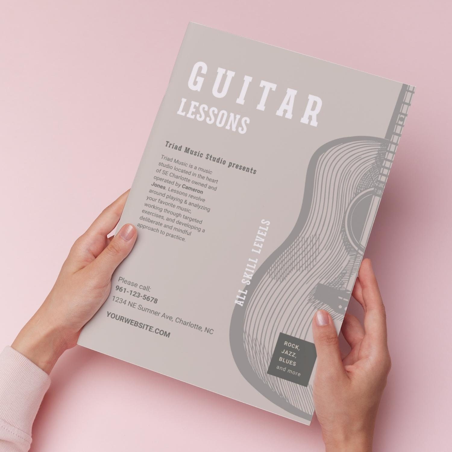 EDITABLE Guitar Lessons Flyer Guitar Classes Open Enrollment - Etsy