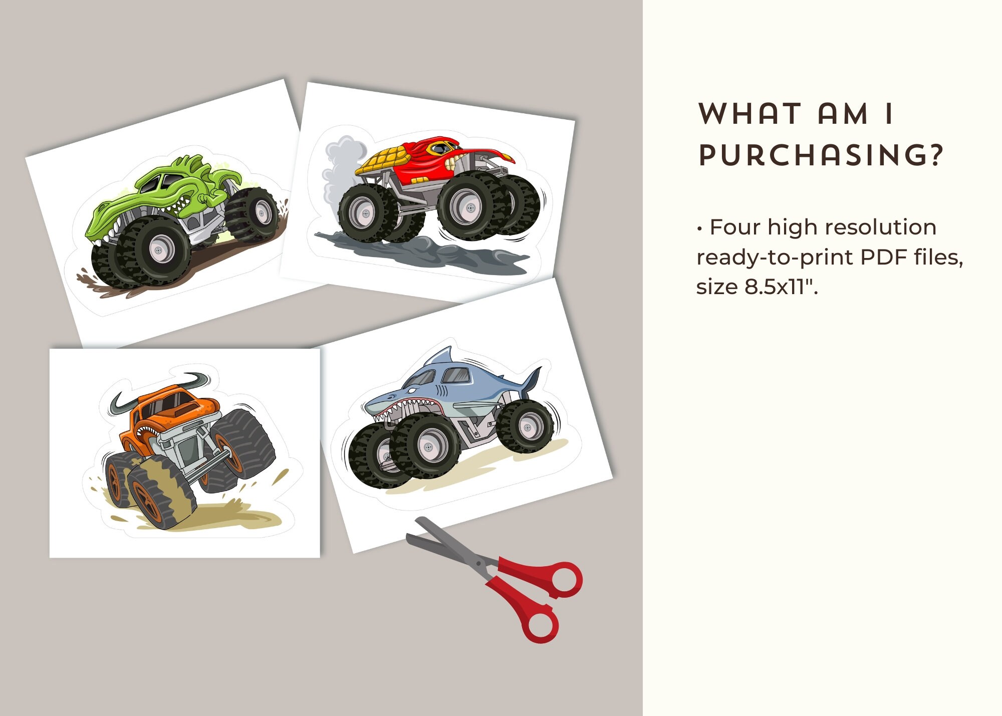PRINTABLE Monster Trucks Centerpiece, Boy Birthday, Monster Jam Cutouts ...