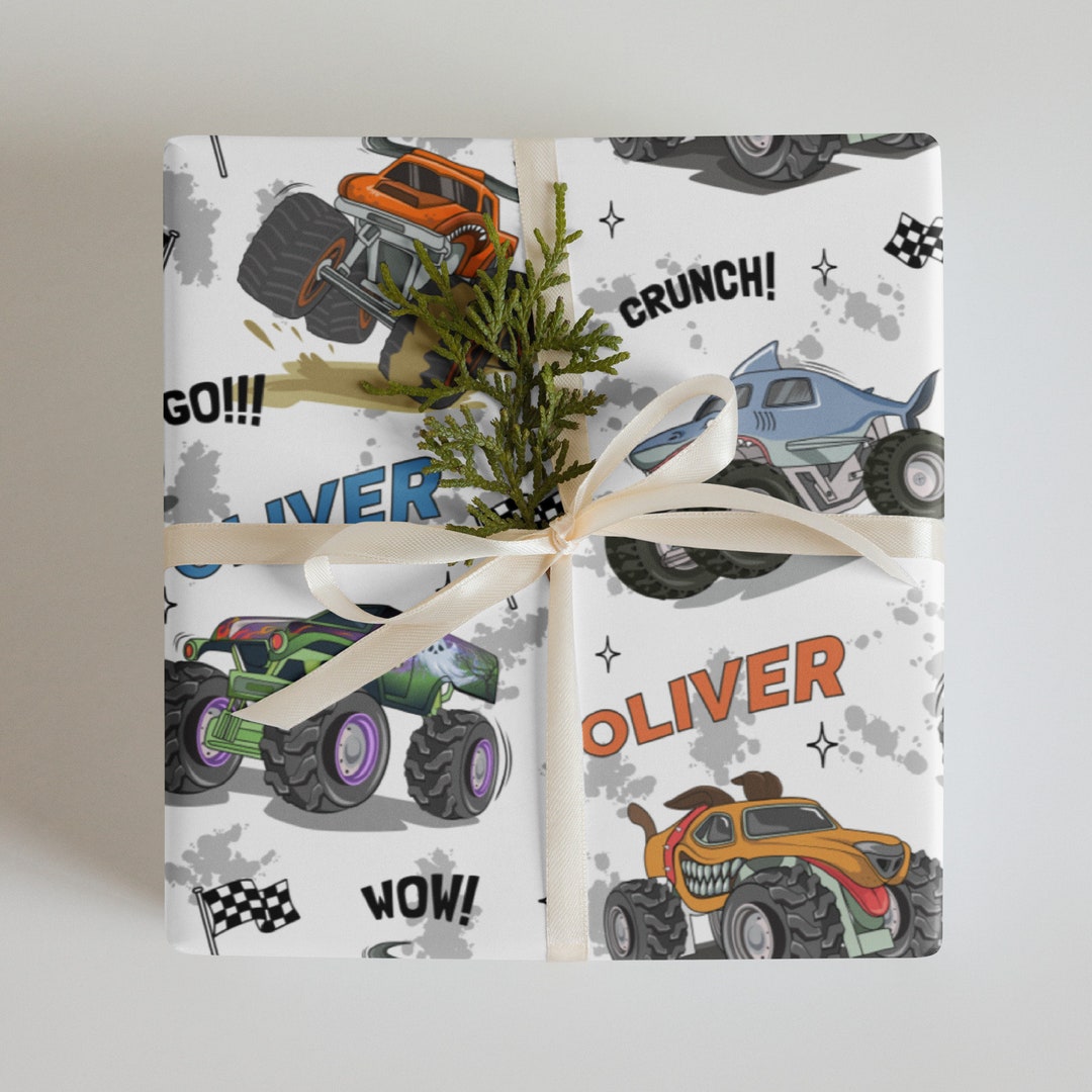 Monster Trucks Personalized Wrapping Paper, Personalized Gift Paper ...