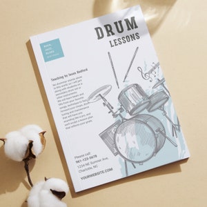 EDITABLE Drum Lessons Flyer, Drum Classes Open Enrollment Flyer ...