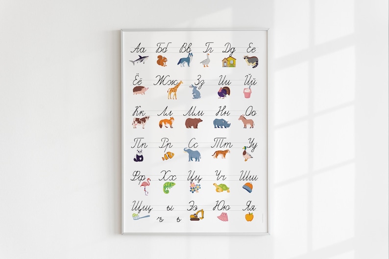 Russian Alphabet Poster, Cursive Letters, Cyrillic Russian Alphabet ...