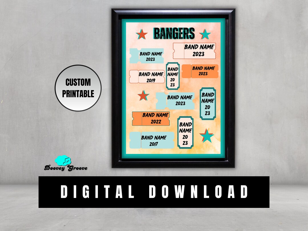 Printable Custom Concert Goer Poster, Personalized Ticket Stubs With up ...