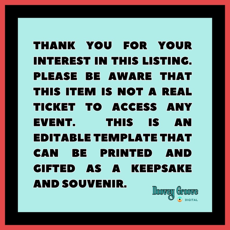 Editable Concert Ticket Canva Template Digital Download - Etsy