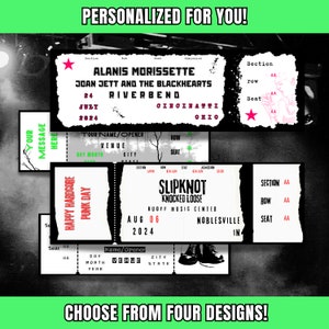 Customized Concert Ticket Stub, Digital Download, Punk Rock, Metal ...