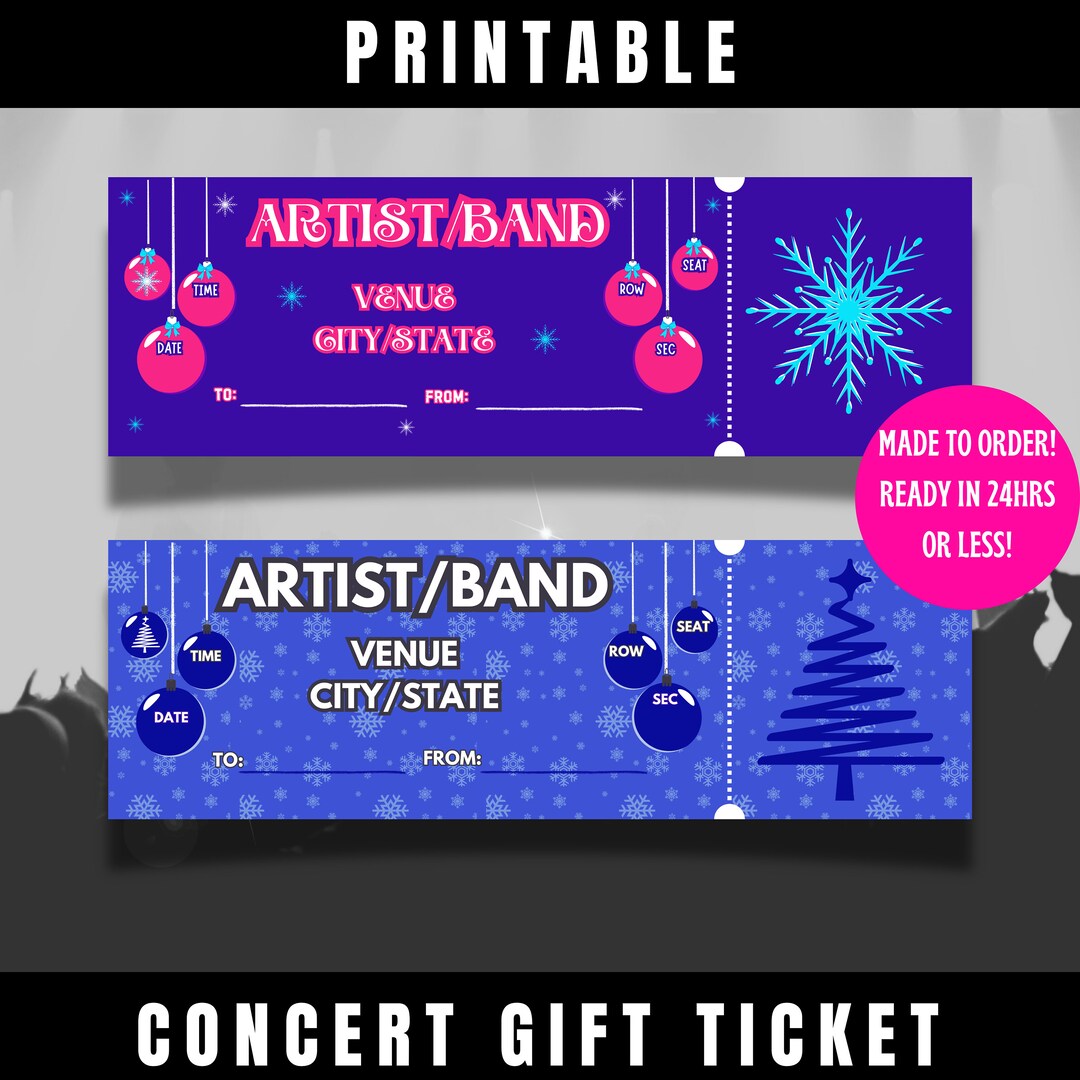 Printable Custom Concert Ticket Stub Gift Certificate Made for You ...