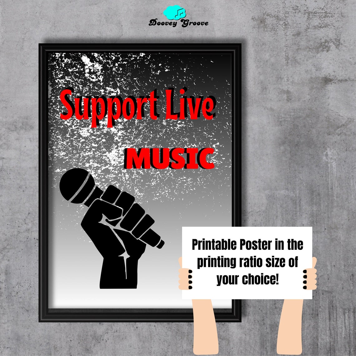 Printable Custom Concert Ticket and Support Live Music Poster Bundle ...