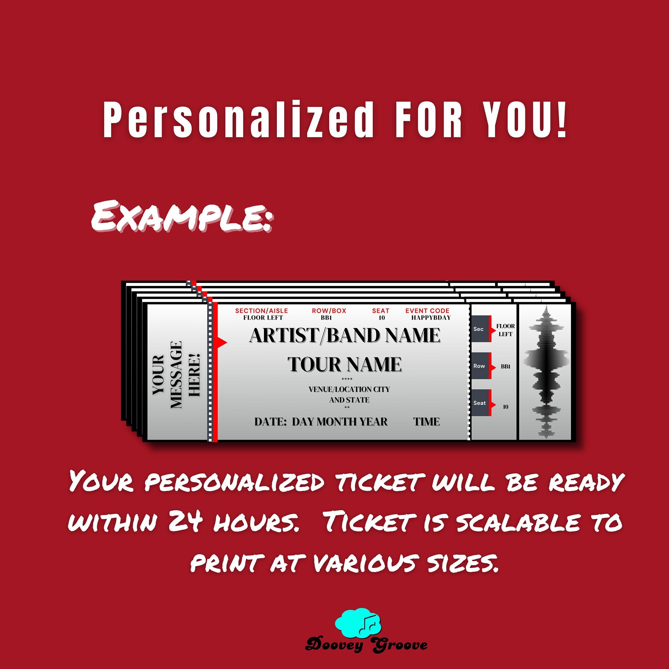 Printable Custom Concert Ticket and Support Live Music Poster Bundle ...