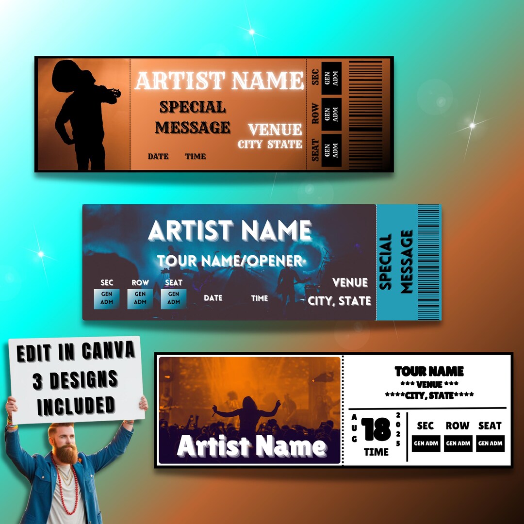 Editable Concert Ticket Template, Instant Download, Printable DIY ...