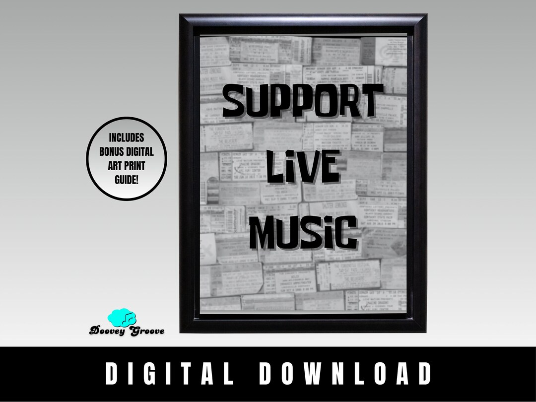 Printable Support Live Music Concert Ticket Poster, Concert Ticket Stub ...