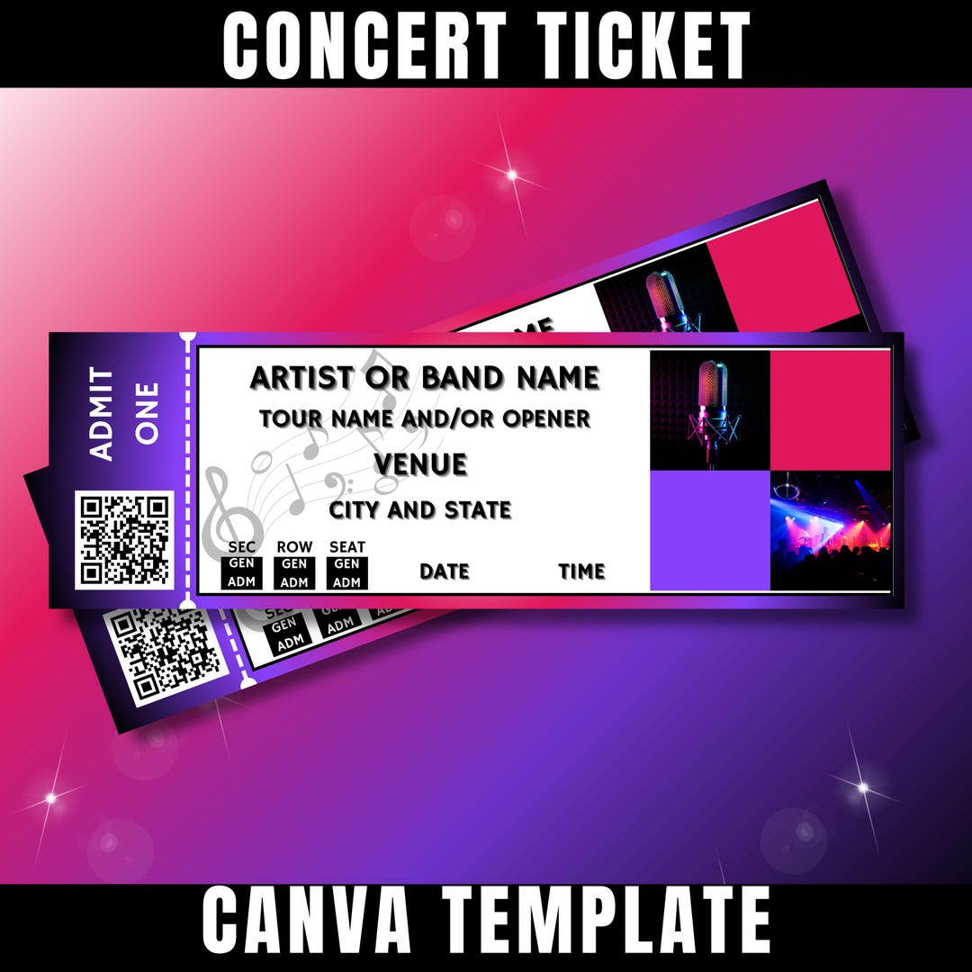 Editable Concert Ticket Template, DIY Event Ticket, Printable Concert ...