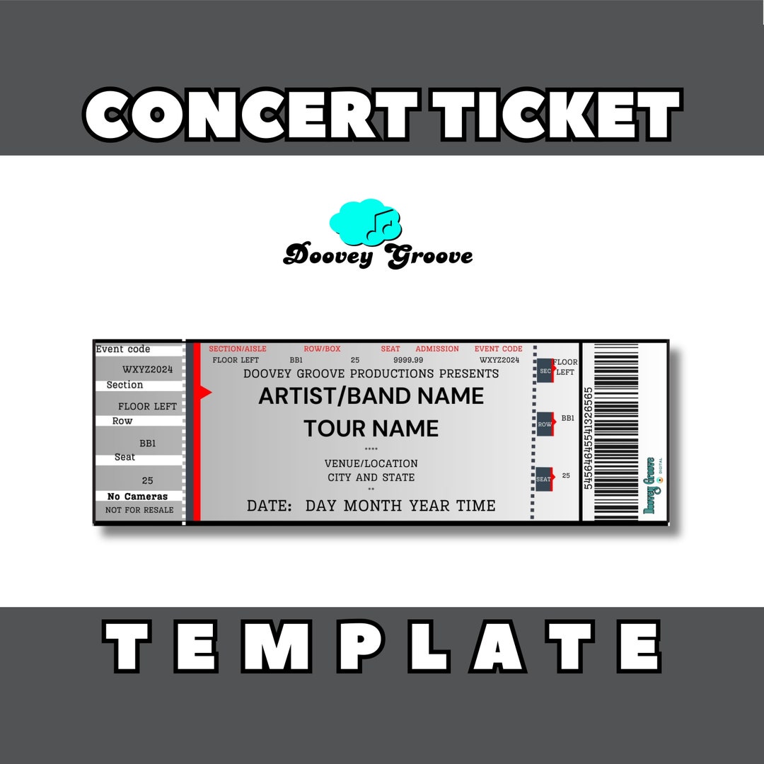 Editable Concert Ticket Template, DIY Printable Concert Ticket Gift ...