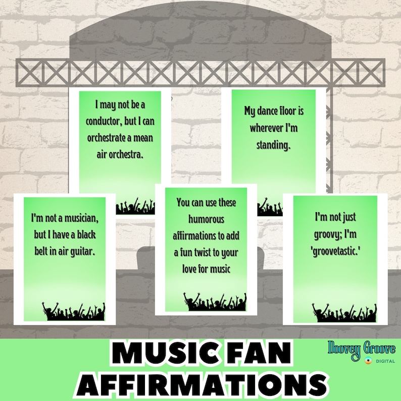 Printable Music Fan Affirmation Cards Funny Gift Instant Download ...