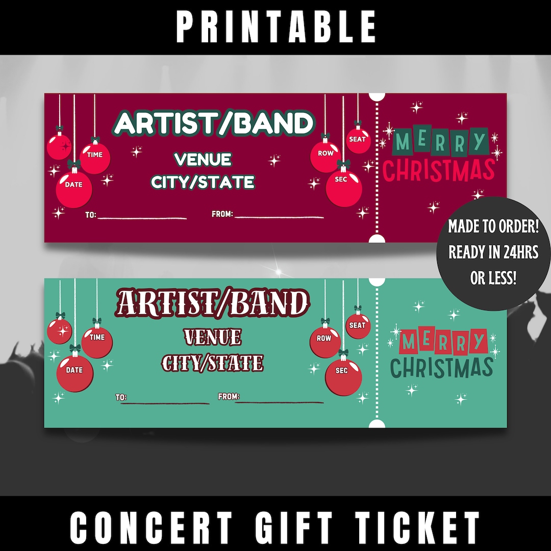 Printable Custom Concert Ticket Stub Gift Certificate Made for You ...