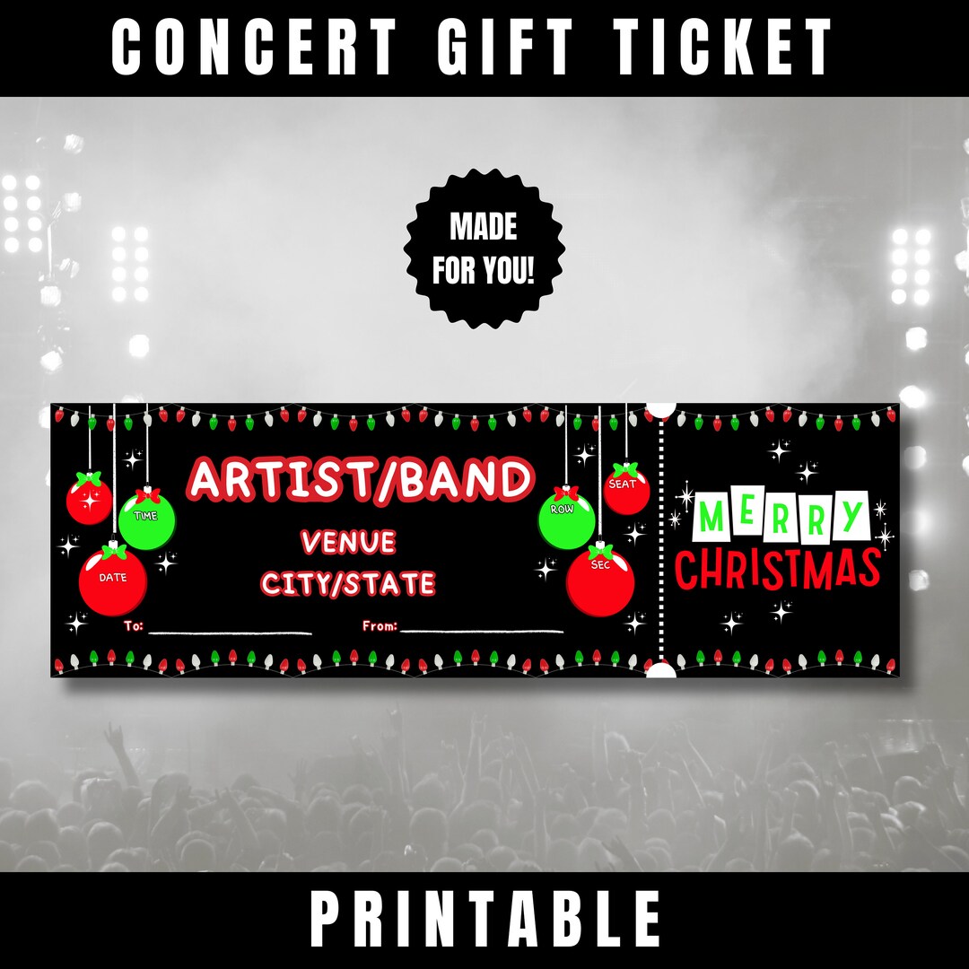 Customized Printable Concert Gift Ticket Made for You Concert Ticket ...