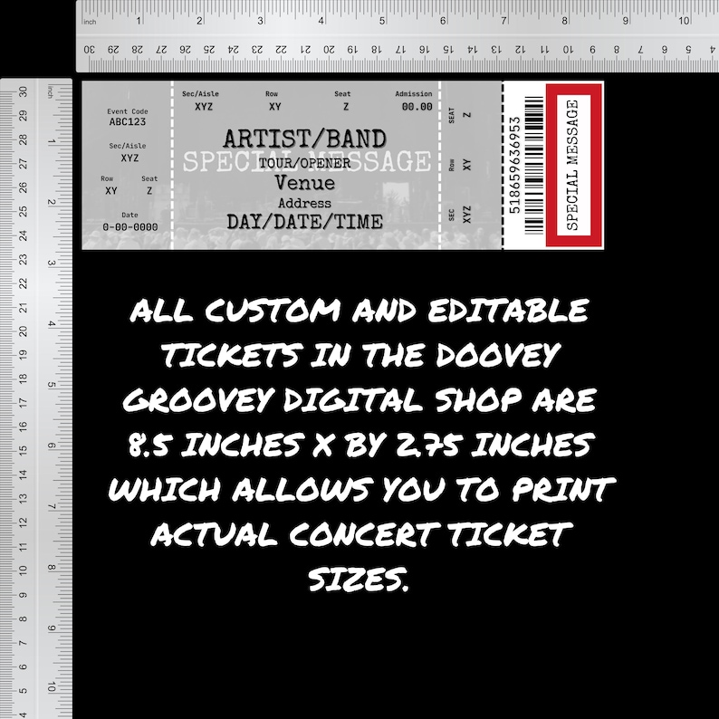 Editable Concert Ticket Template, Printable DIY Custom Ticket for Music ...
