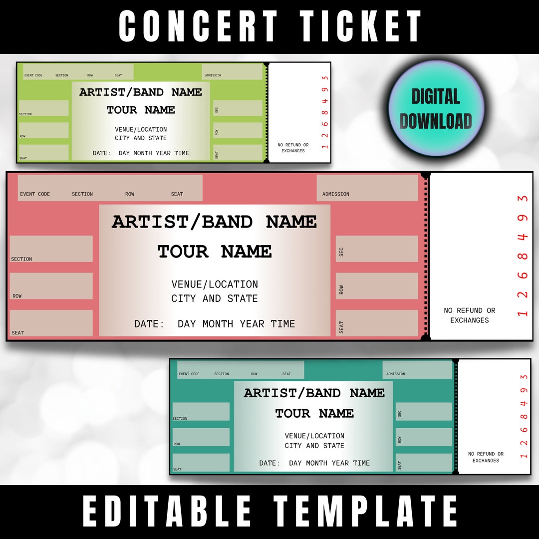 Editable Concert Ticket Canva Template Custom Printable DIY Music Event ...