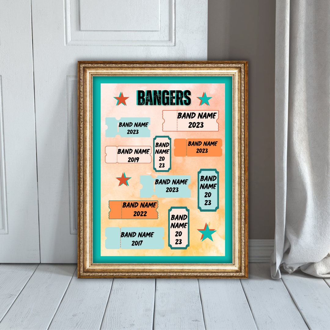 Printable Custom Concert Goer Poster, Personalized Ticket Stubs With up ...