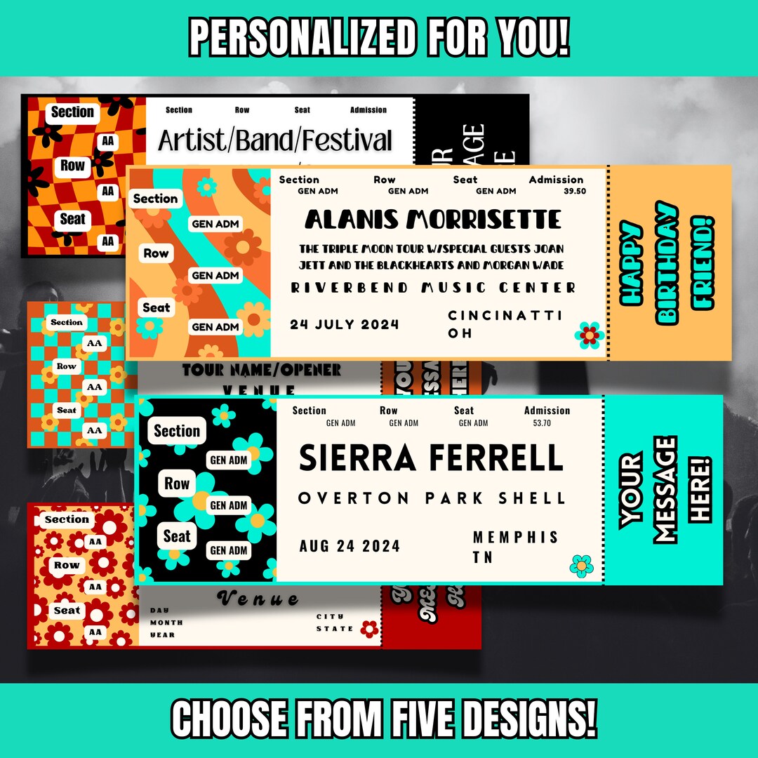 Personalized Concert Ticket Designed for You, Printable Custom Concert ...
