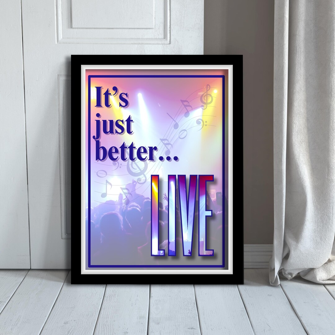 Printable Live Music Poster, Purple Live Music Word Art: It's Just ...