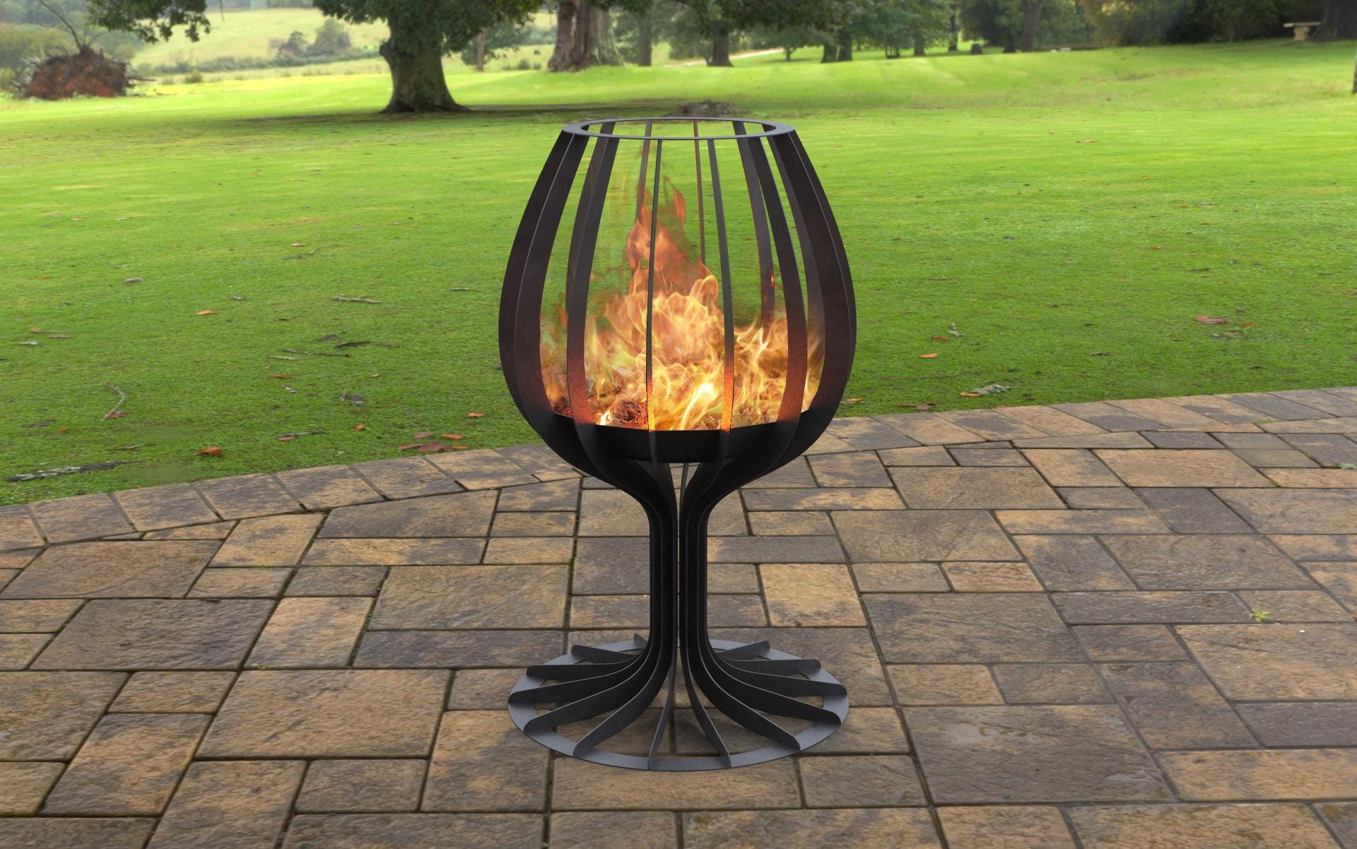 Steel Wine Glass Fire Pit - Etsy