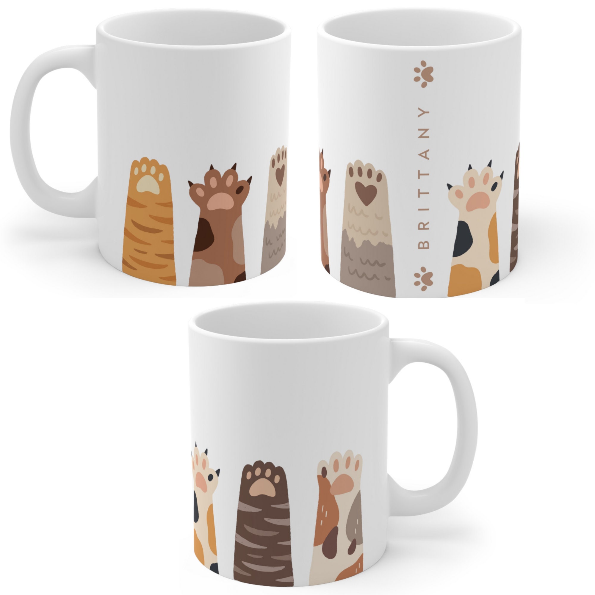 Personalized Cat Paw Mug With Name / Custom Cat Coffee Mug / Gift for ...
