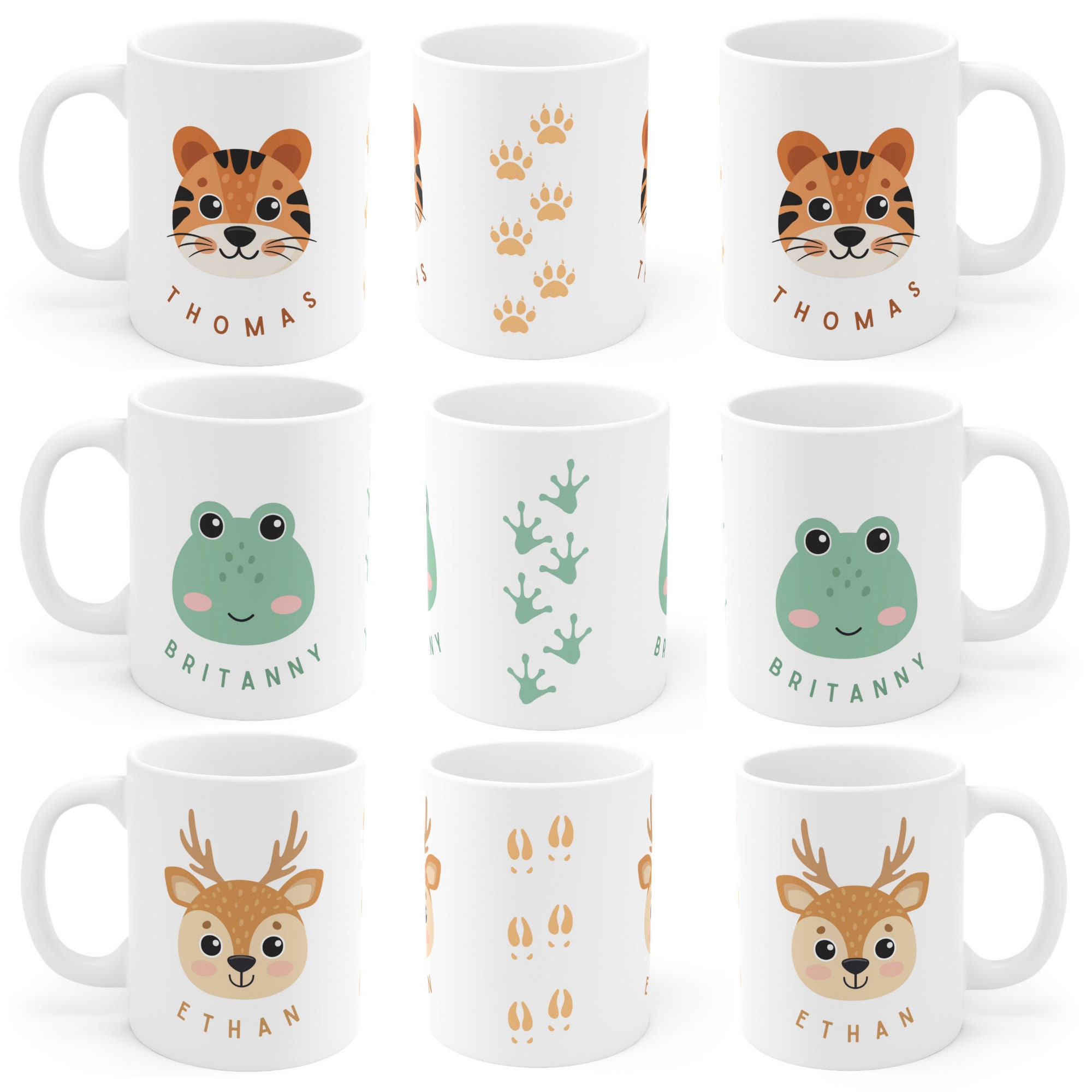 Personalized Kids Mug With Names / Custom Animal Face Mug for Kids ...