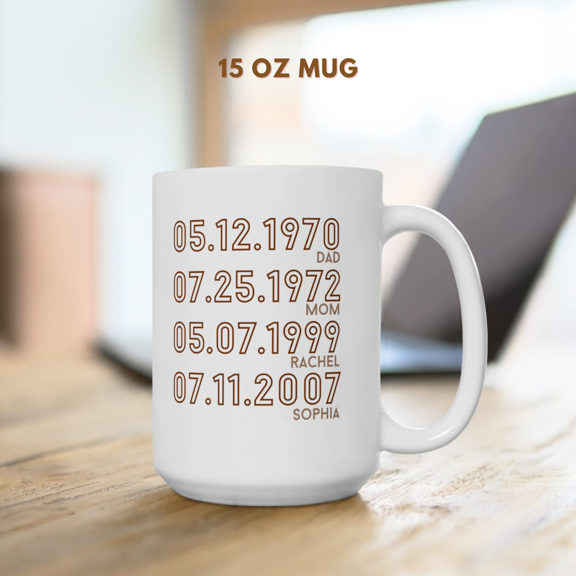 Personalized Family Mug With Birthdays Dates / Custom Family Name Mug ...