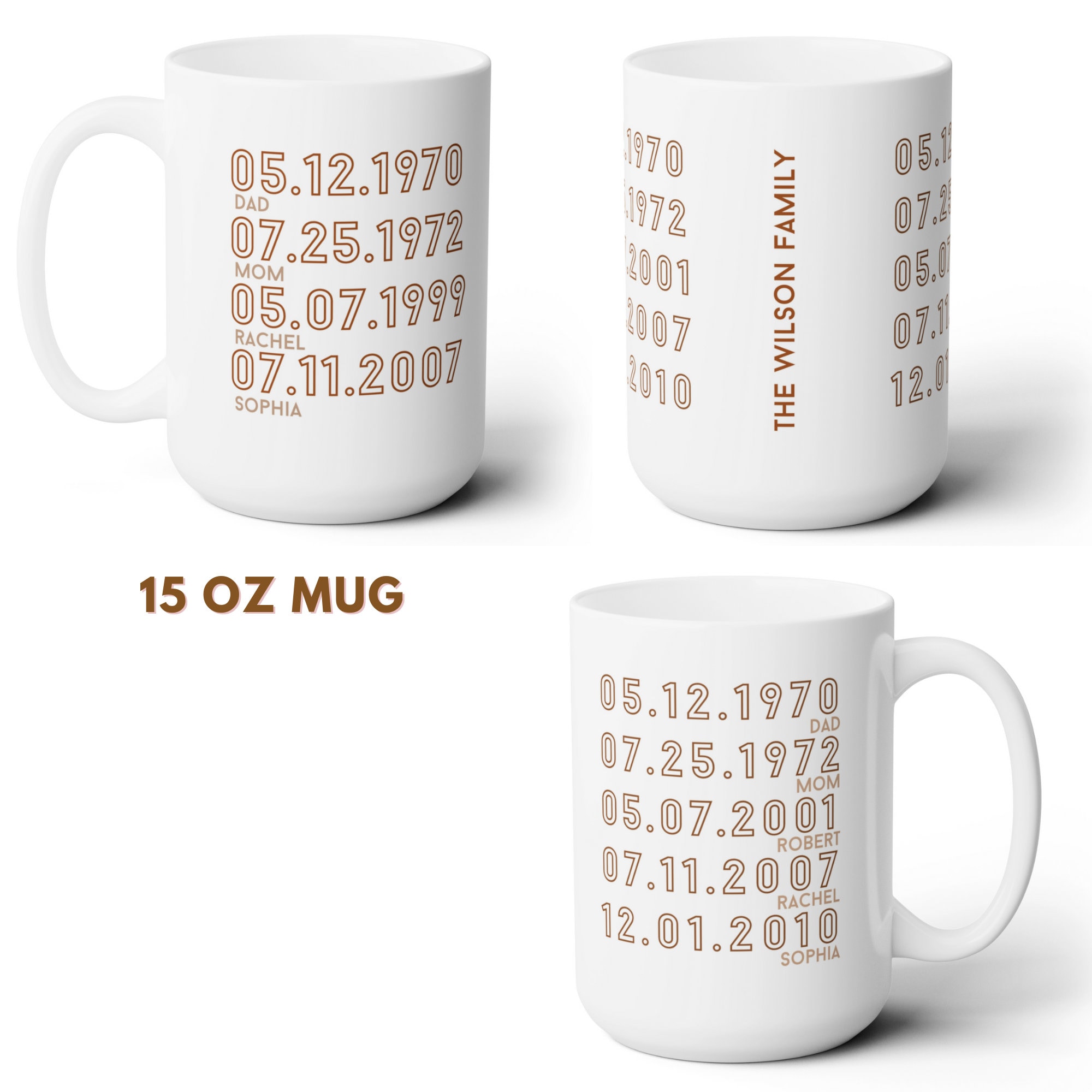 Personalized Family Mug With Birthdays Dates / Custom Family Name Mug ...