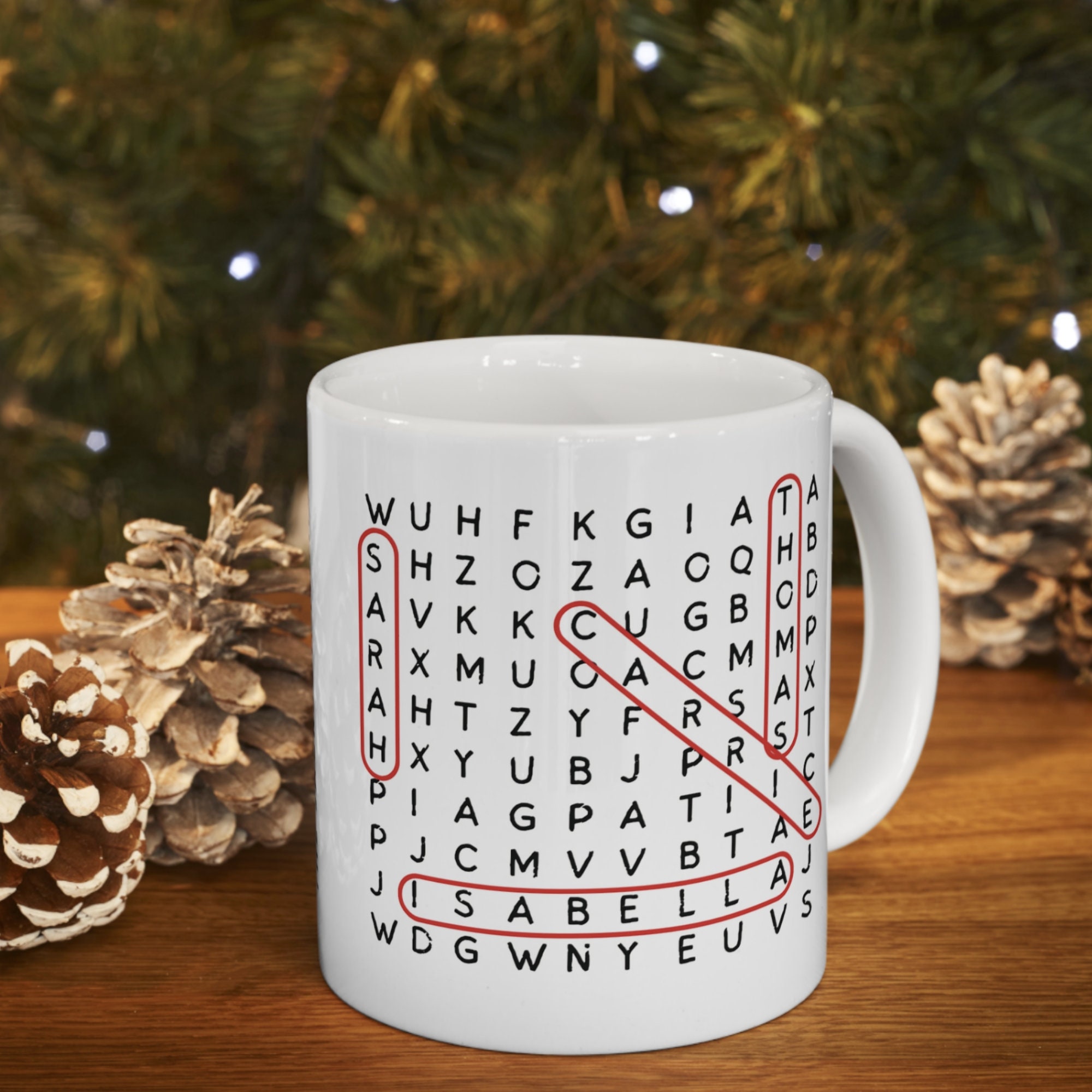 Personalized Word Search Puzzle Mugs With Names / Custom Family Name ...