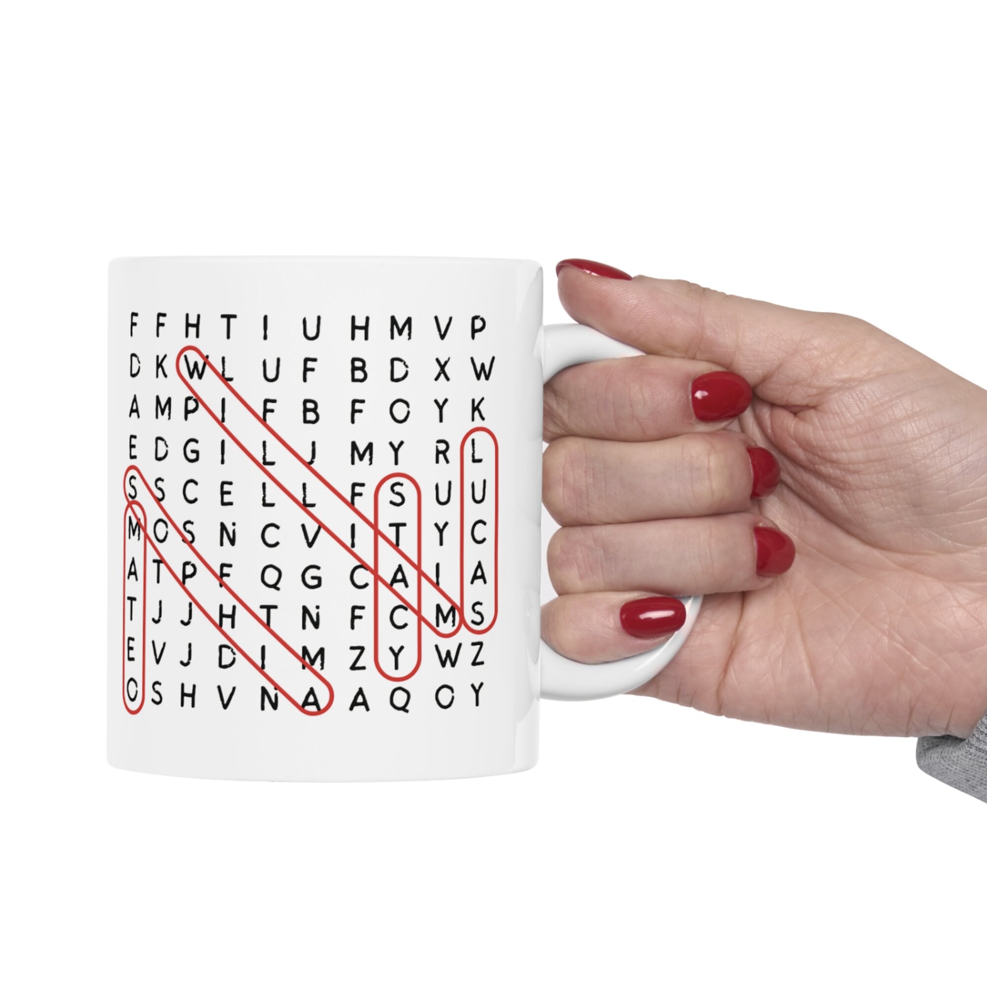 Personalized Word Search Puzzle Mugs With Names / Custom Family Name ...