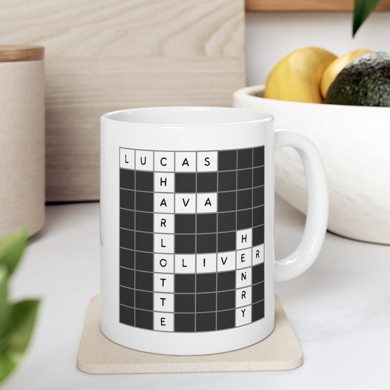 Personalized Crossword Puzzle Mugs With Names / Custom Family Name ...