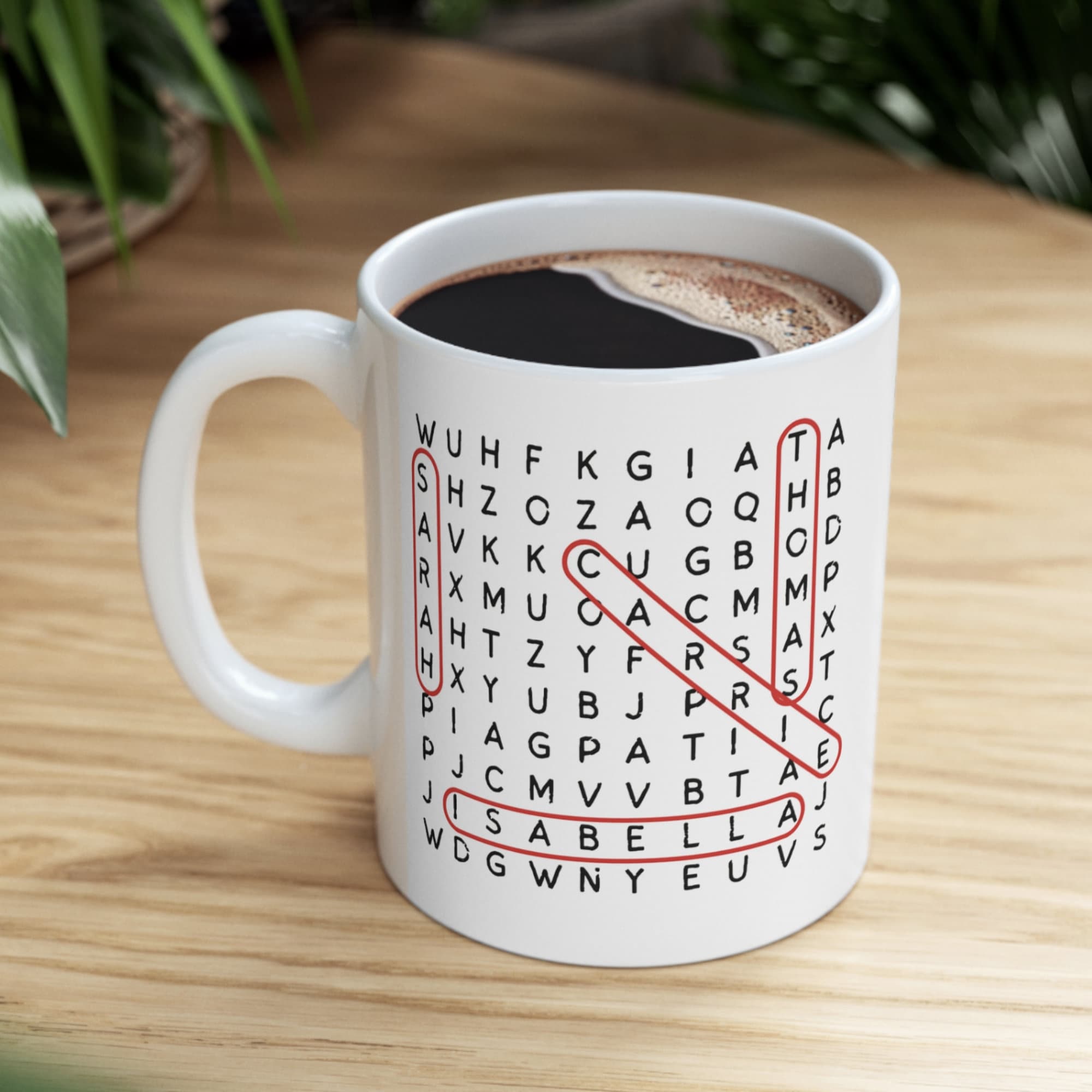 Personalized Word Search Puzzle Mugs With Names / Custom Family Name ...