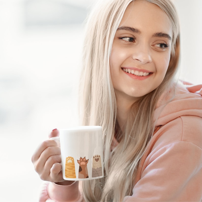 Personalized Cat Paw Mug With Name / Custom Cat Coffee Mug / Gift for ...