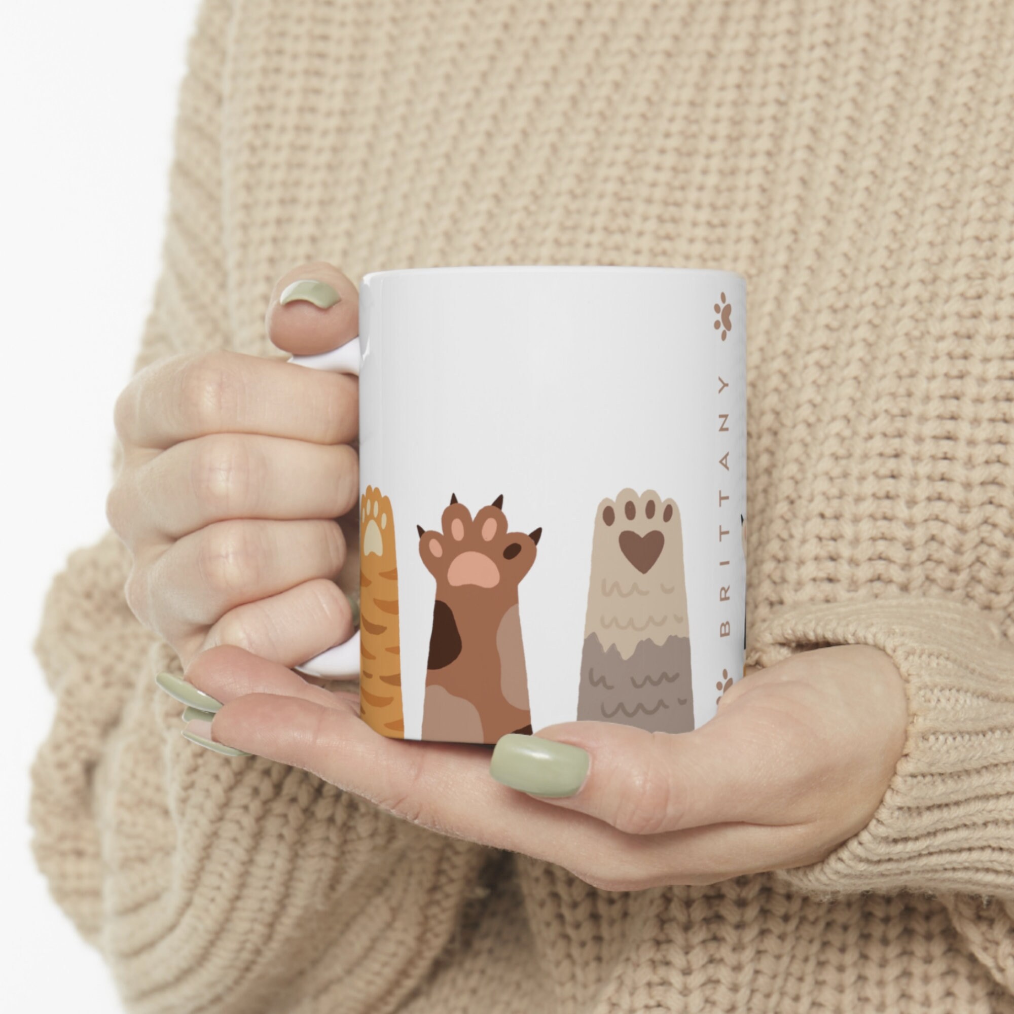Personalized Cat Paw Mug With Name / Custom Cat Coffee Mug / Gift for ...