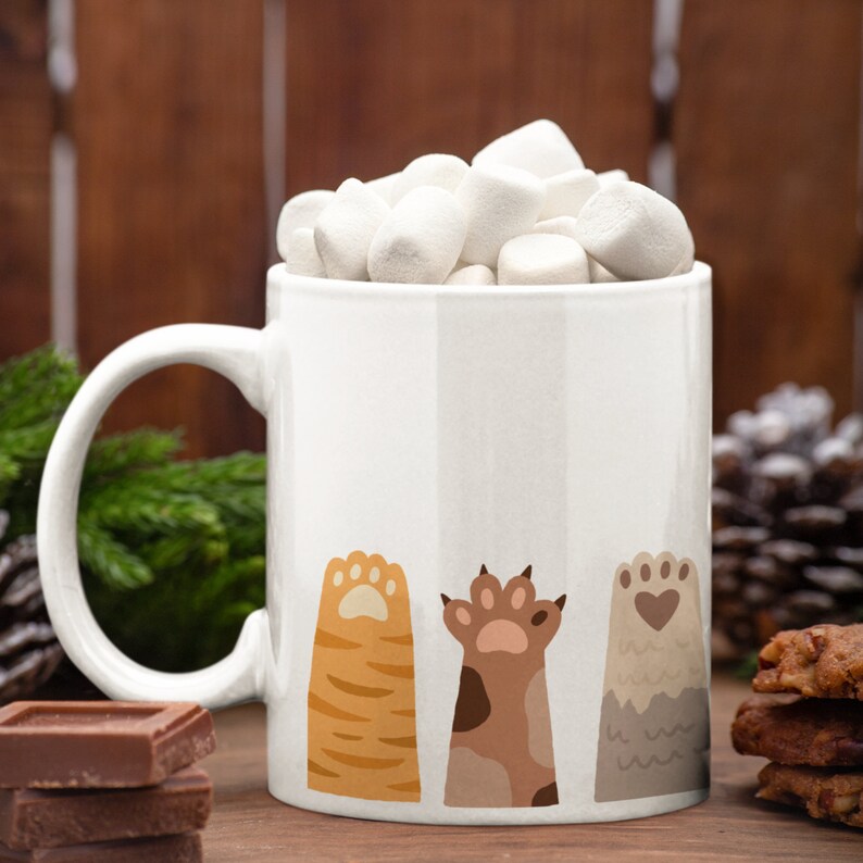 Personalized Cat Paw Mug With Name / Custom Cat Coffee Mug / Gift for ...