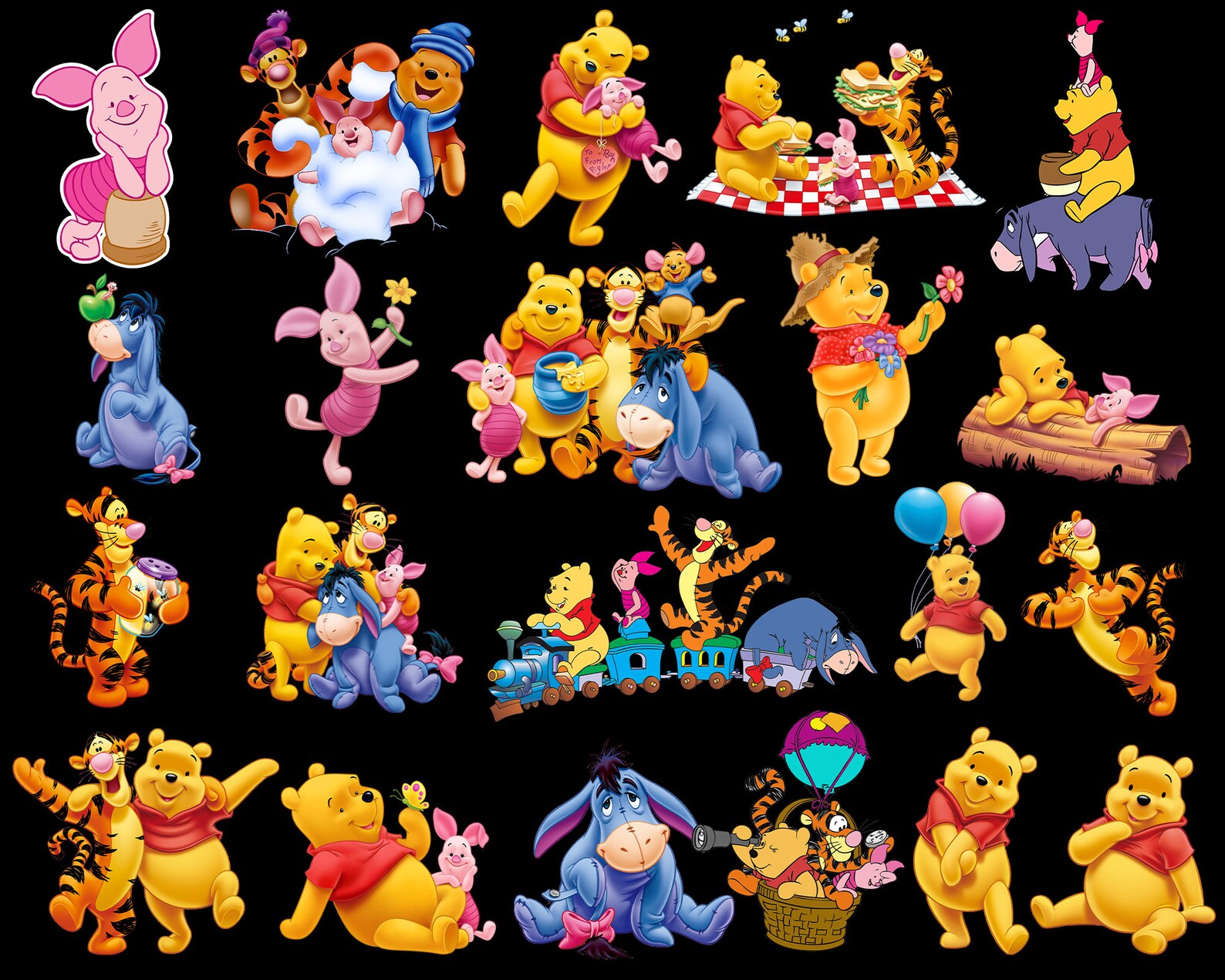 Pooh Png Bundle Pooh Png Tigger Png Eeyore Pg and Piglet - Etsy