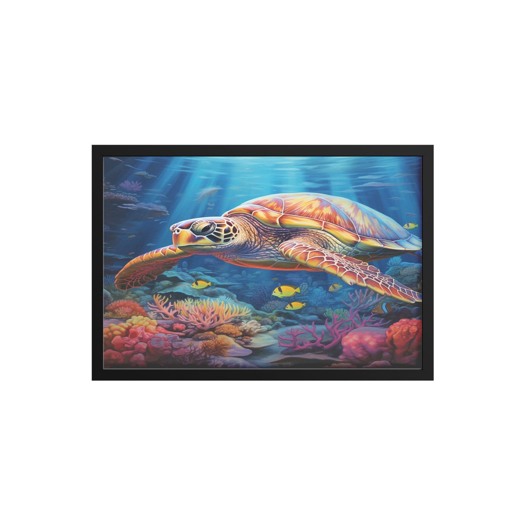 Beautiful Sea Turtle Art Work / Beach Scene Wall Art / Ocean Scene ...