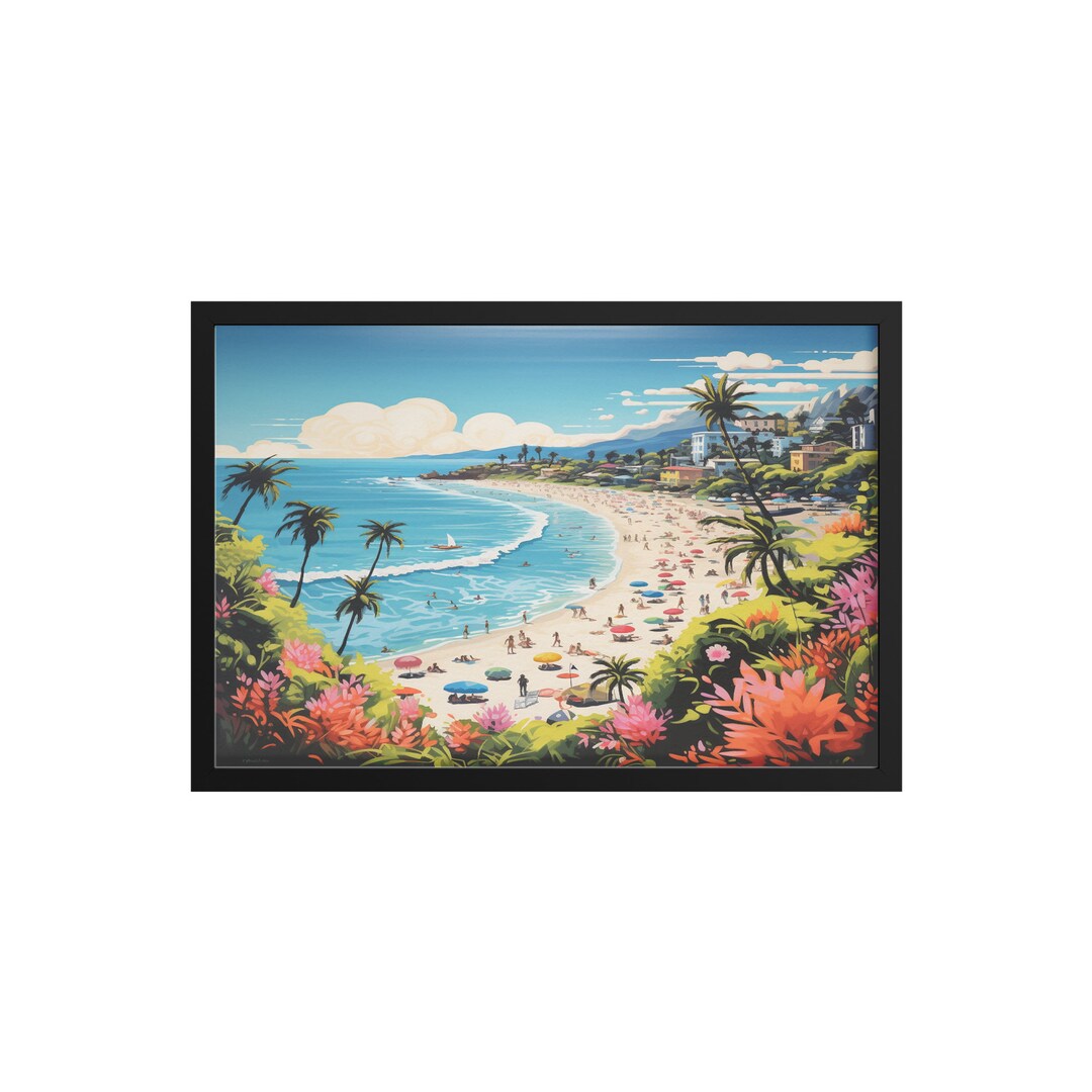 Malibu Beach Wall Art Beach Art / Framed Beach Art Work / Canvas Wall ...