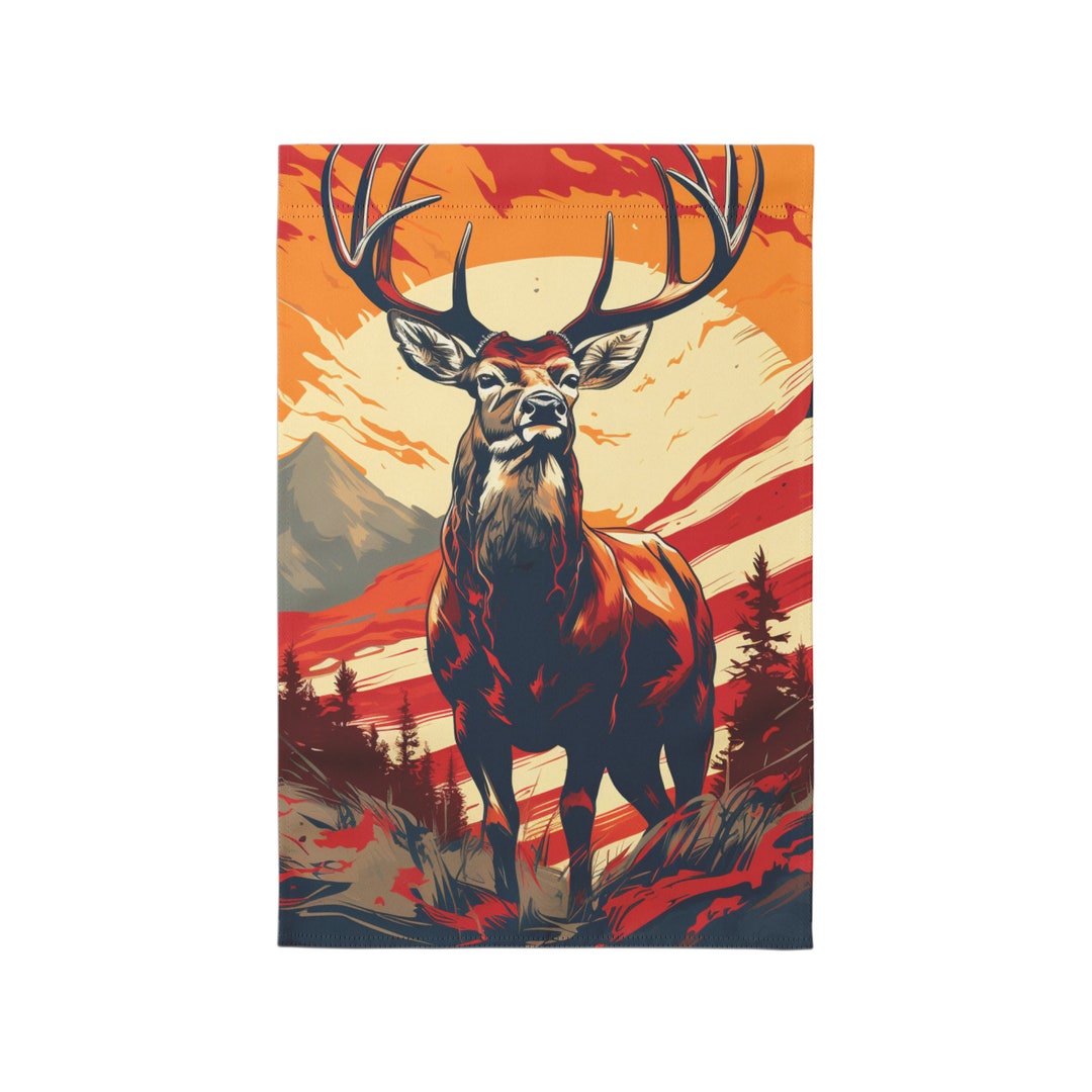 Deer Garden Flag Patriotic Flag Hunter Fall Garden Flag Stars and ...