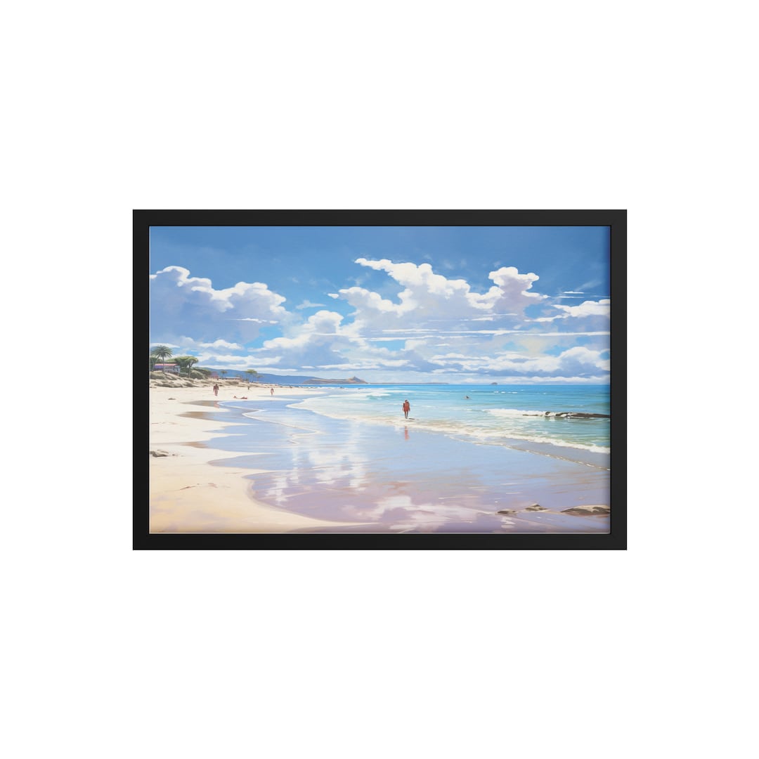 Beach Wall Art / Framed Beach Scene Wall Art / Ocean Wall Art / Serene ...