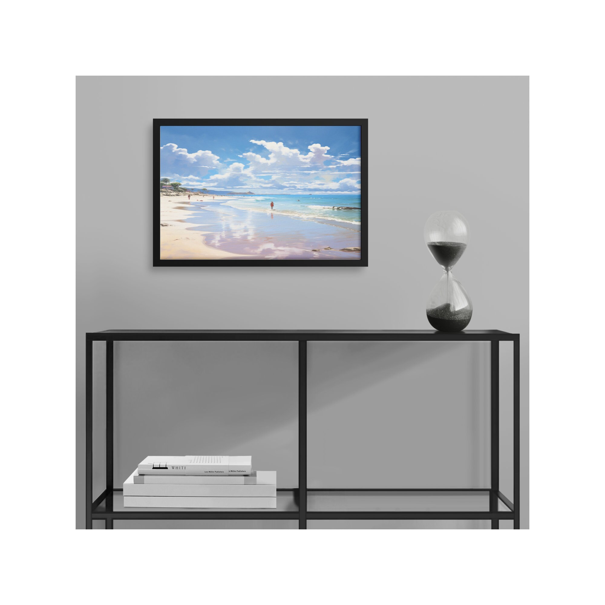 Beach Wall Art / Framed Beach Scene Wall Art / Ocean Wall Art / Serene ...