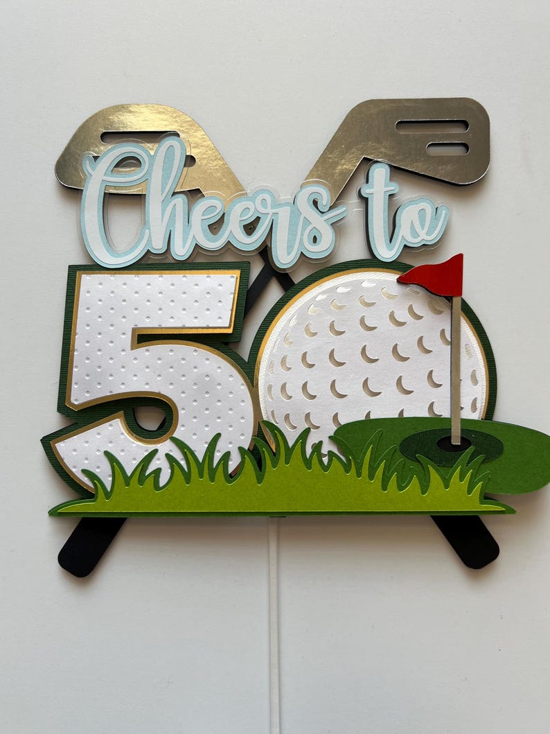 Cheers to 50 Golf Cake Topper - Golf Ball Cake Topper - 50th Birthday ...