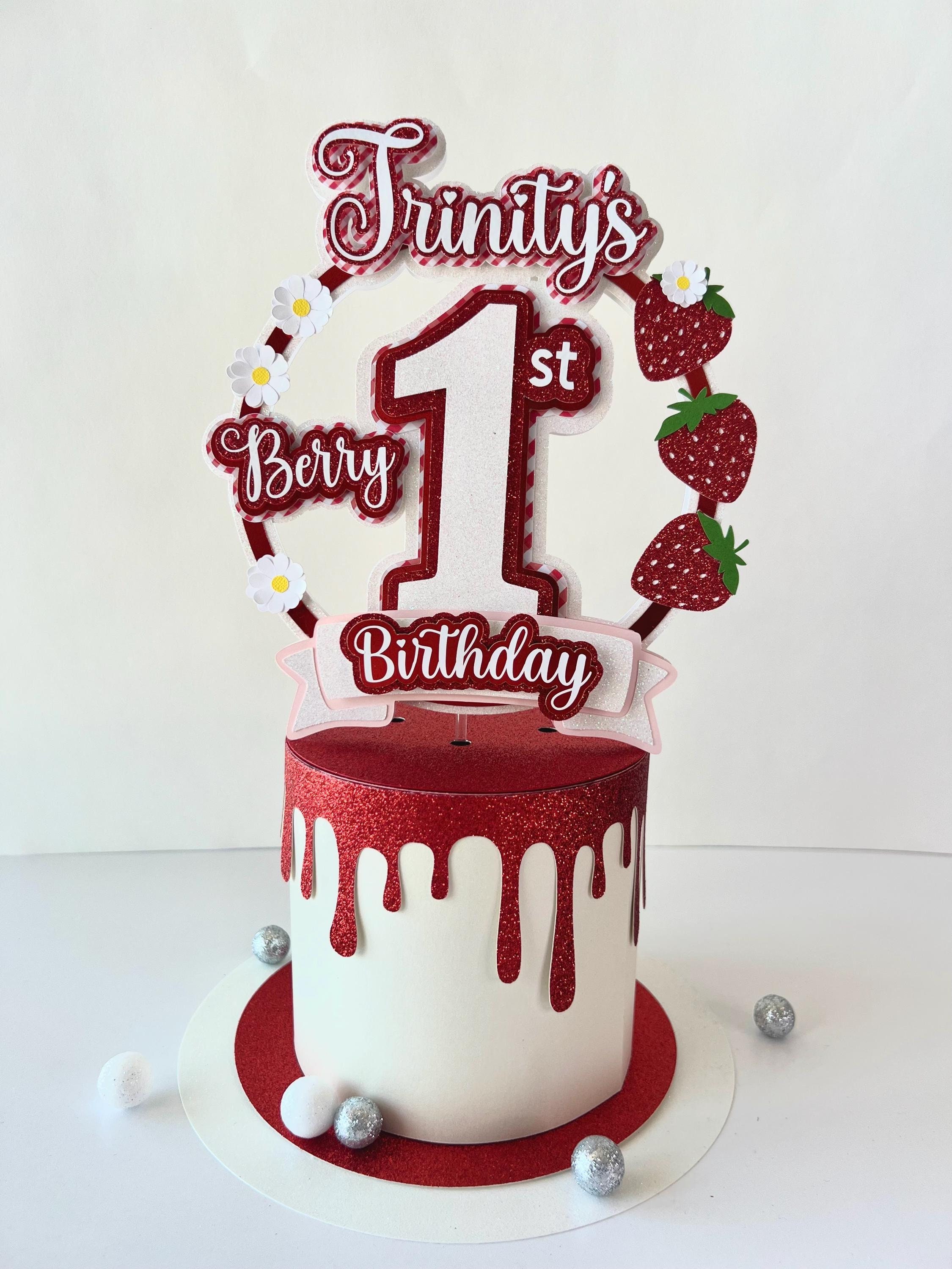 Berry 1st Birthday Cake Topper - Strawberry First Birthday Cake Topper ...