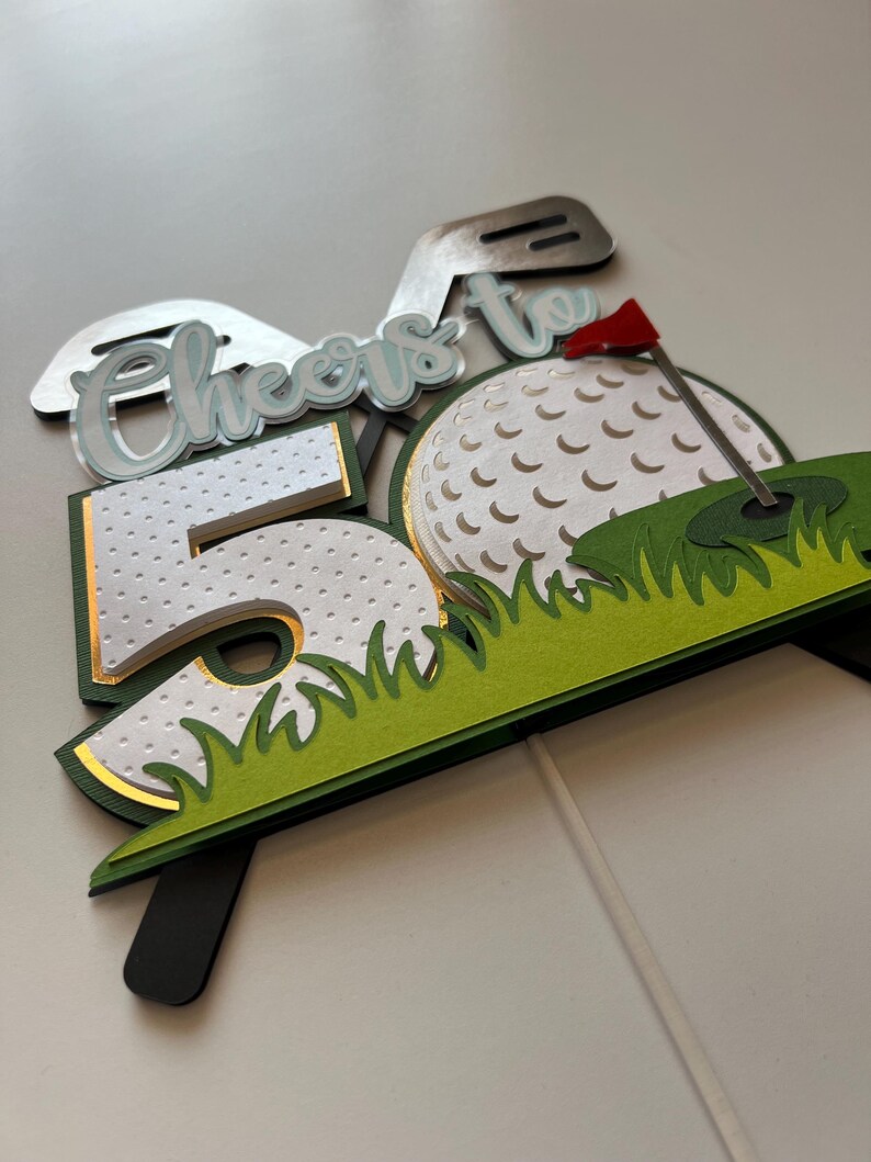 Cheers to 50 Golf Cake Topper - Golf Ball Cake Topper - 50th Birthday ...