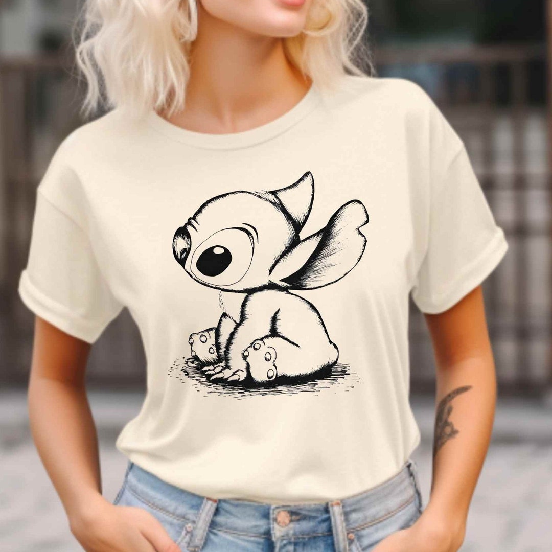 Disney Stitch Sketch Portrait Shirt, Cute Lilo and Stitch Shirt, Disney ...