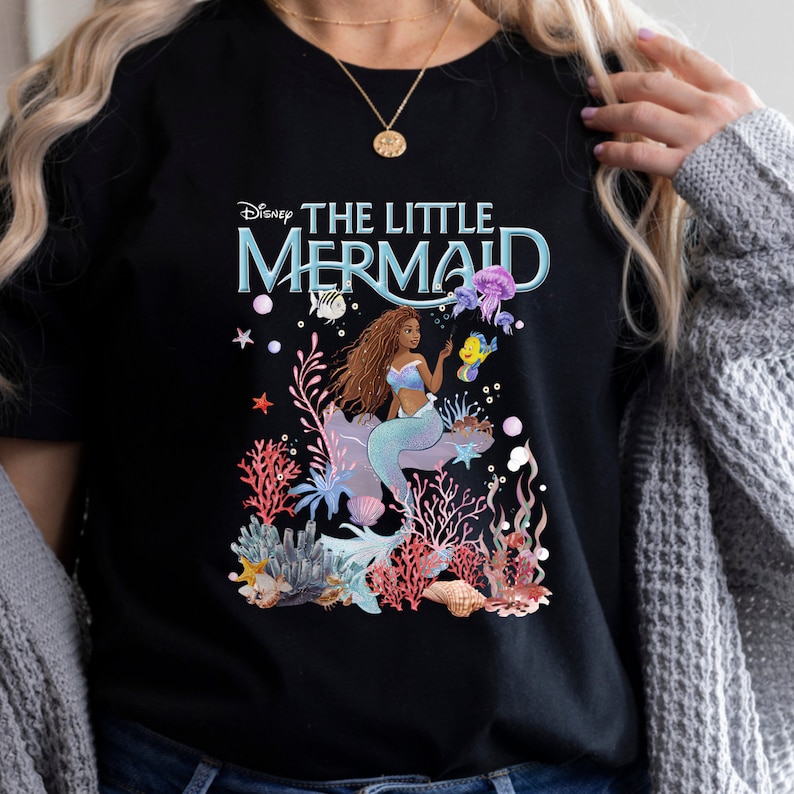 The Little Mermaid T-shirt, the Little Mermaid Black Tee, Black Girl ...