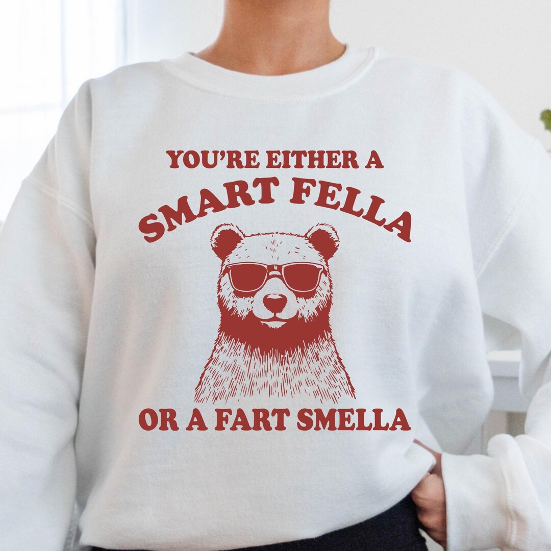 Are You A Smart Fella or Fart Smella? Sweatshirt, Retro Cartoon Hoodie ...